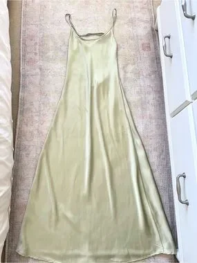 Zara | Dresses | Zara Satin Green Slip Dress | Poshmark